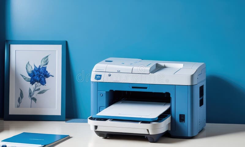 White Printer on an Office Table Stock Illustration - Illustration of ...