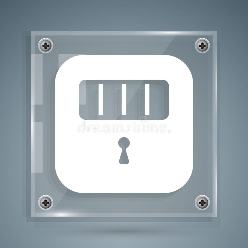 White Prison Cell Door with Grill Window Icon Isolated on Grey ...