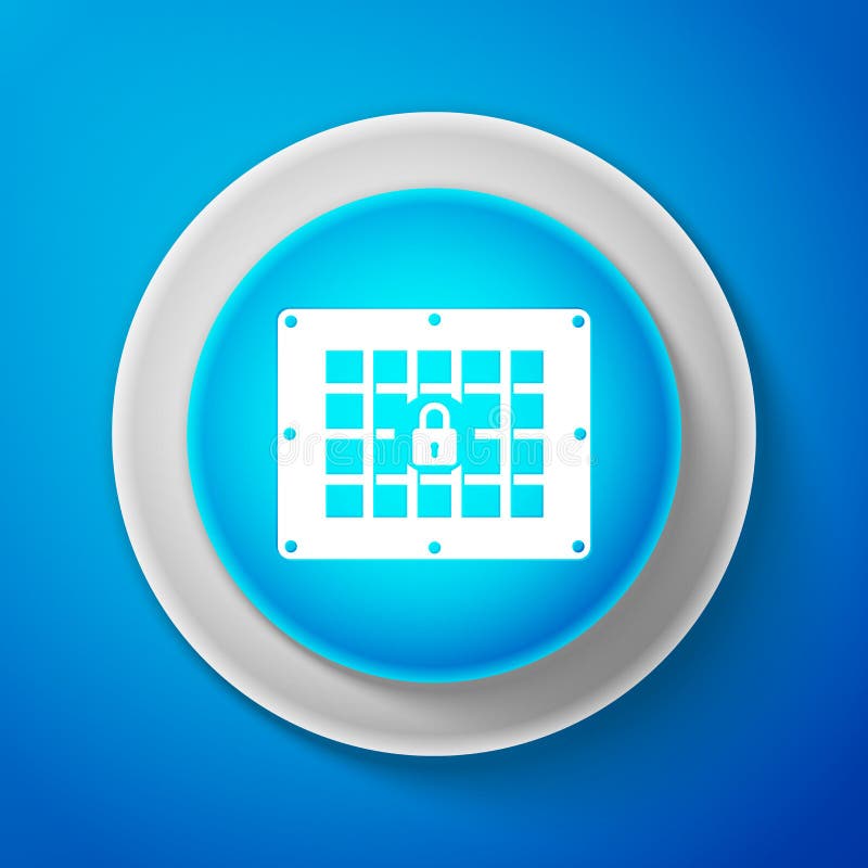 White Prison Window Icon Isolated on Blue Background. Circle Blue ...