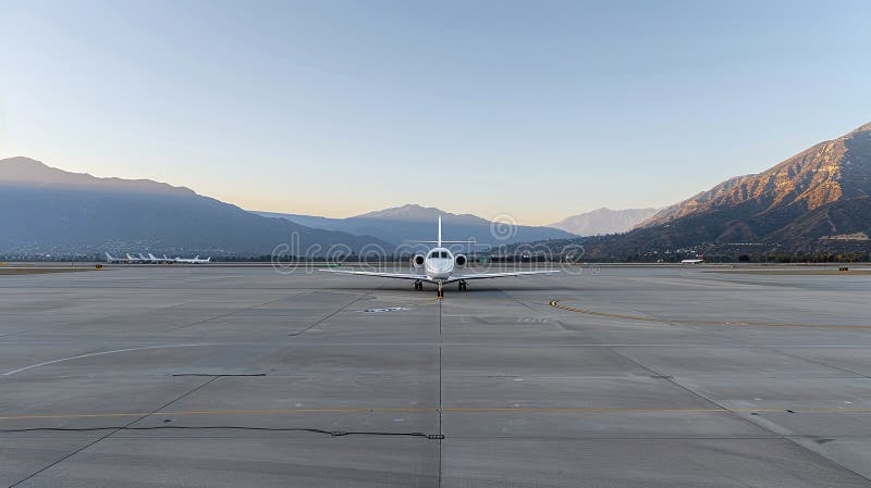 A White Private Jet is Parked on the Tarmac at an Airport, with ...