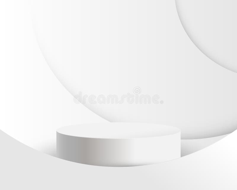 White Product Display Mock Up with White Abstract Curve Lines ...