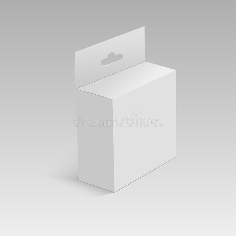 White Product Package Box with Hang Slot. Mock Up Template Ready for ...