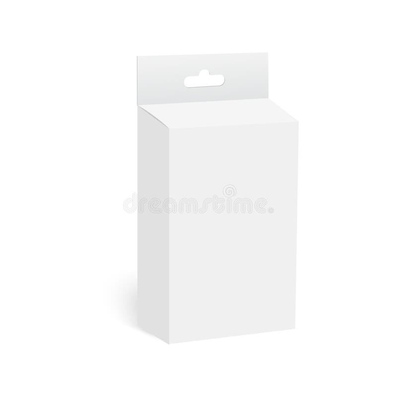 White Product Package Box with Hang Slot. Mock Up Stock Vector ...