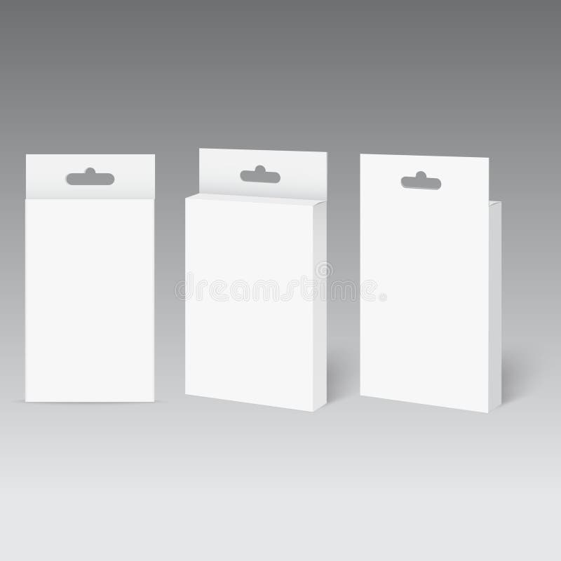 White Product Package Box with Hang Slot. Mock Up. Vector Stock Vector ...