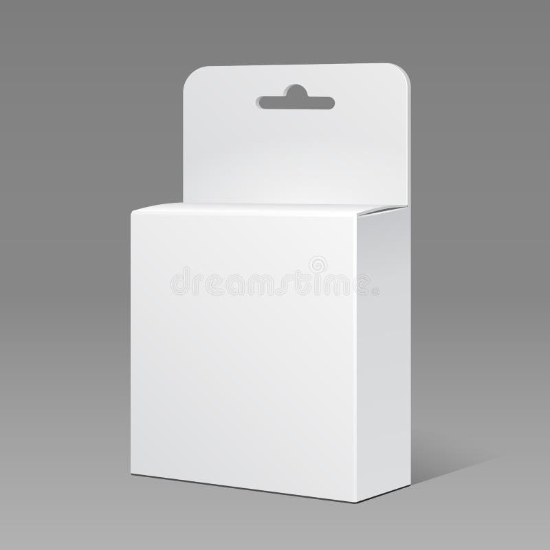 White Product Package Box with Hang Slot. Mock Up Template Ready for ...