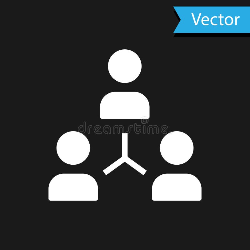 White Project Team Base Icon Isolated on Black Background. Business ...