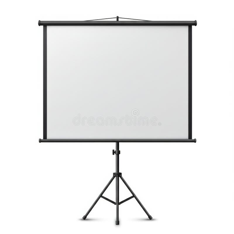White Projection Screen on Black Tripod Stand Stock Illustration ...
