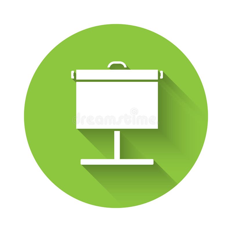 White Projection Screen Icon Isolated with Long Shadow. Business ...