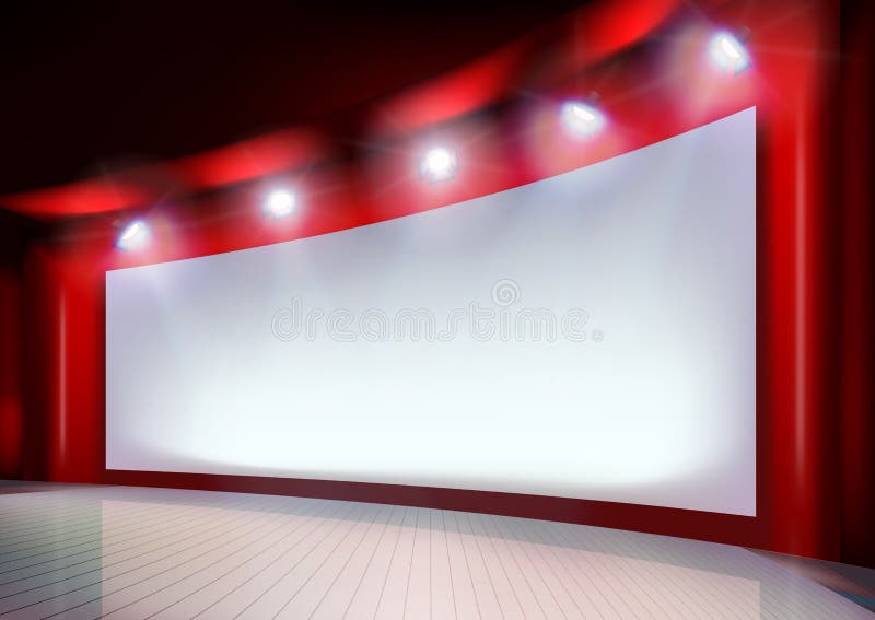 Projection Screen on Stage. Vector Illustration. Stock Vector ...