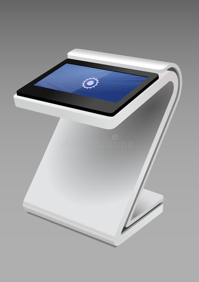 White Promotional Interactive Information Kiosk Terminal Stand Touch ...