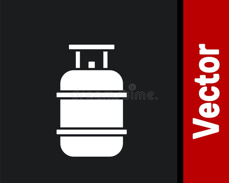 White Propane Gas Tank Icon Isolated on Black Background. Flammable Gas ...