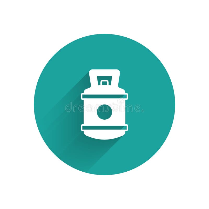 White Propane Gas Tank Icon Isolated with Long Shadow Background ...