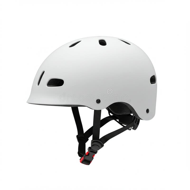 White Protective Helmet with a Smooth, Rounded Shell Design and ...