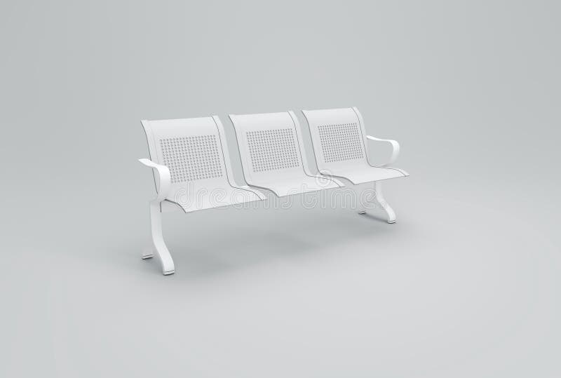 White Public Seating on a Gray Studio Background. Stock Illustration ...
