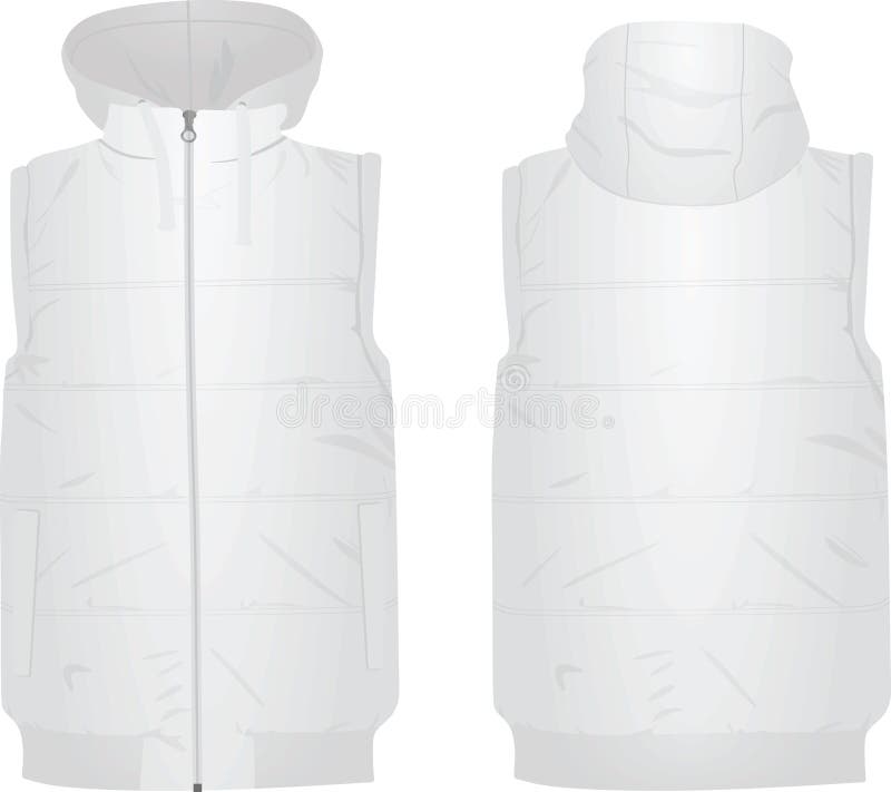 White Puffer Vest. Front and Back View Stock Vector - Illustration of ...