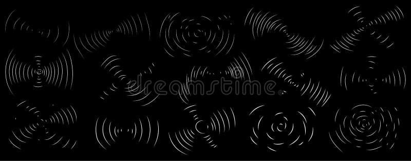 White Pulsating Lines Vector Set on a Black Background. Stock Vector ...