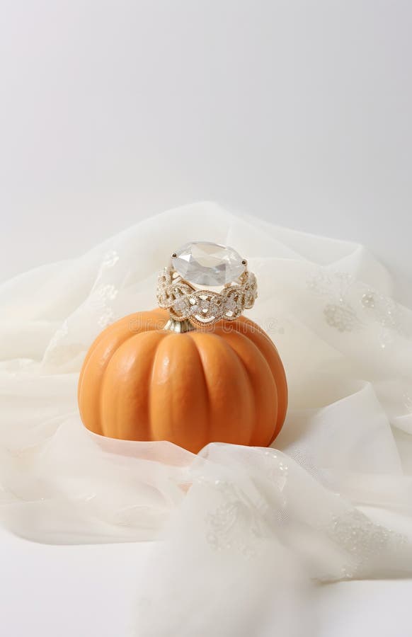 Pumpkin, Diamond Ring, Lace, White Background Stock Illustration ...