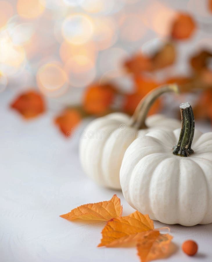 White Pumpkins and Fall Foliage Stock Image - Image of orange ...