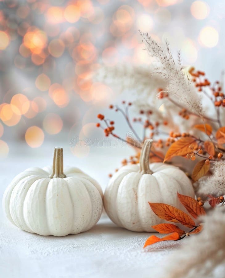 White Pumpkins and Fall Foliage Stock Image - Image of autumn, beauty ...