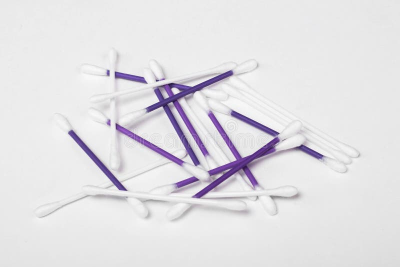 White and Purple Cotton Swabs on White Background Stock Image - Image ...