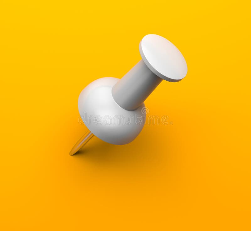 White Push Pin On Orange Background Stock Illustration - Illustration ...