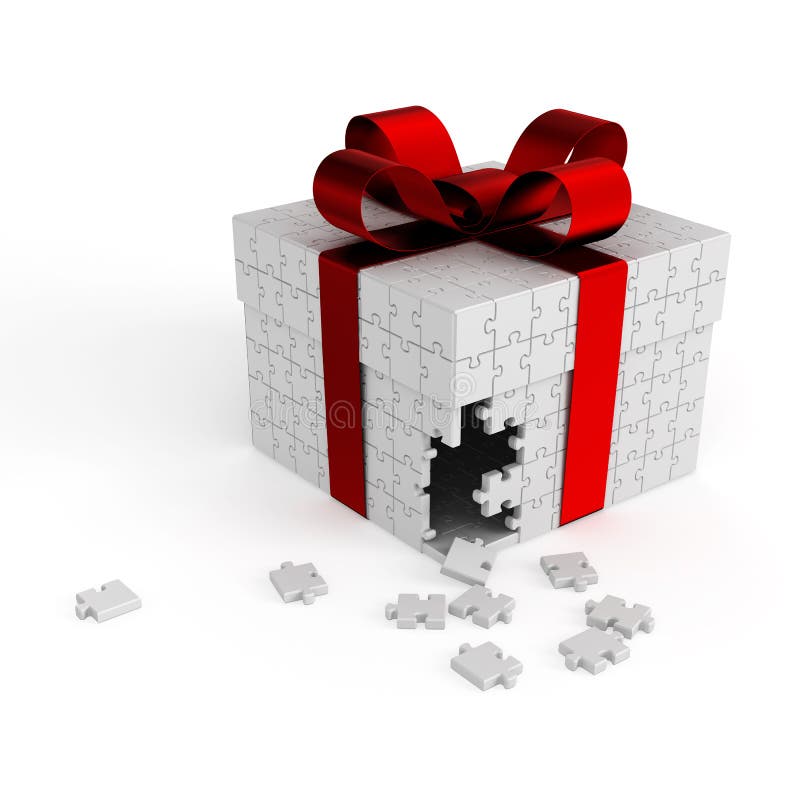 White puzzle gift box stock illustration. Illustration of celebrate ...