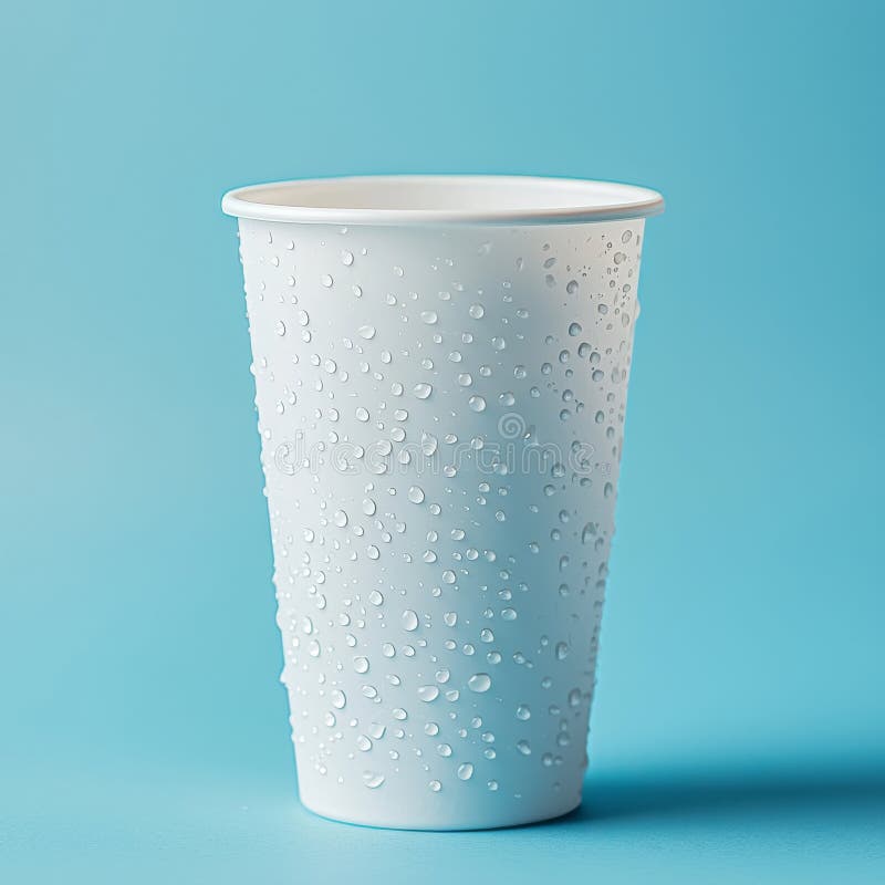 WHITE PVC CUP with CONDENSATION on BLUE BACKDROP Stock Photo - Image of ...