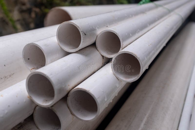 White PVC Pipes Ready To Be Installed To a New Construction Project ...