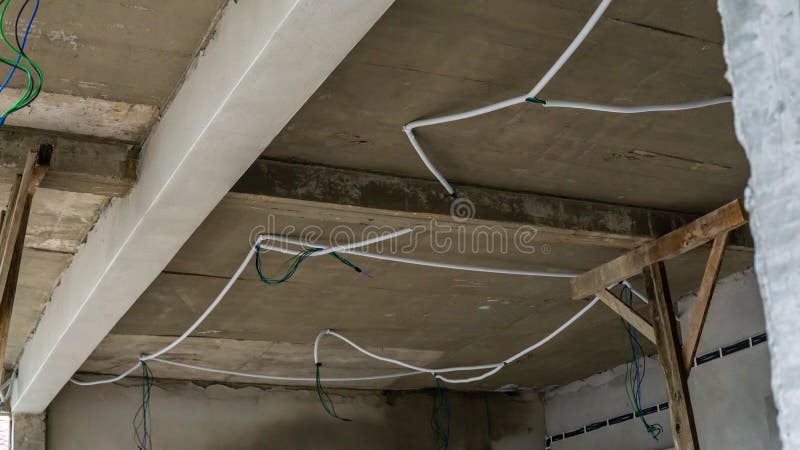 White PVC Plastic Wiring Cable Installation for House Construction ...