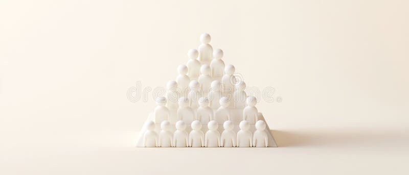 White Pyramid Made of People Figures Stock Illustration - Illustration ...