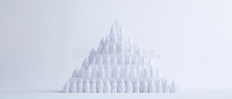 White Pyramid of Minimalist Figures on White Background Stock ...
