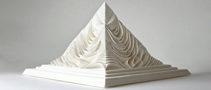 White Pyramid Sculpture with Intricate Layered Detail Stock ...