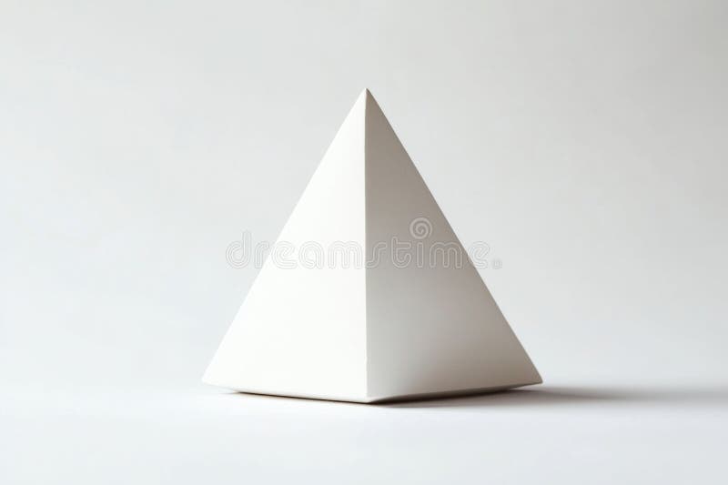 Minimalist White Pyramid Sculpture Placed on a Plain Surface Creating a ...