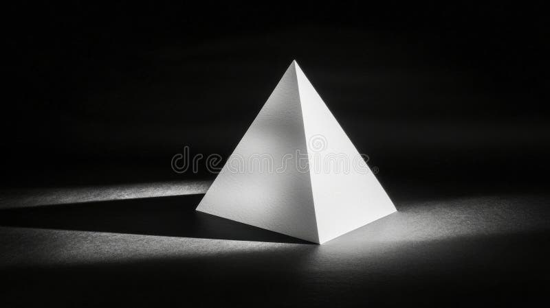 Black Pyramid Sits White Surface Casting Shadow Stock Photos - Free ...
