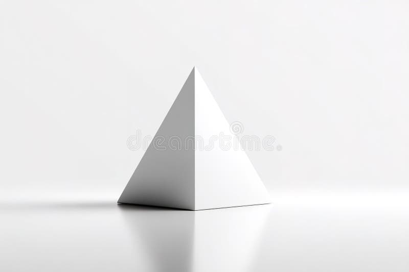 White Pyramid Stands on a Reflective Surface in a Minimalistic Studio ...