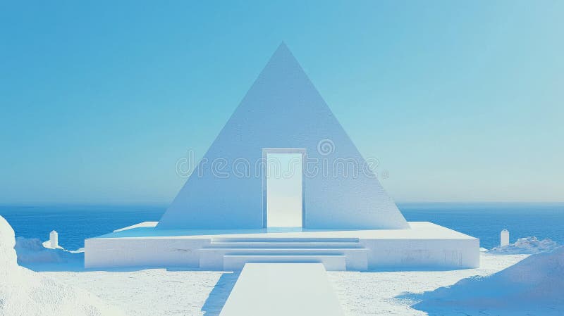 The White Pyramid Structure Reflects in a Serene Modern Architectural ...