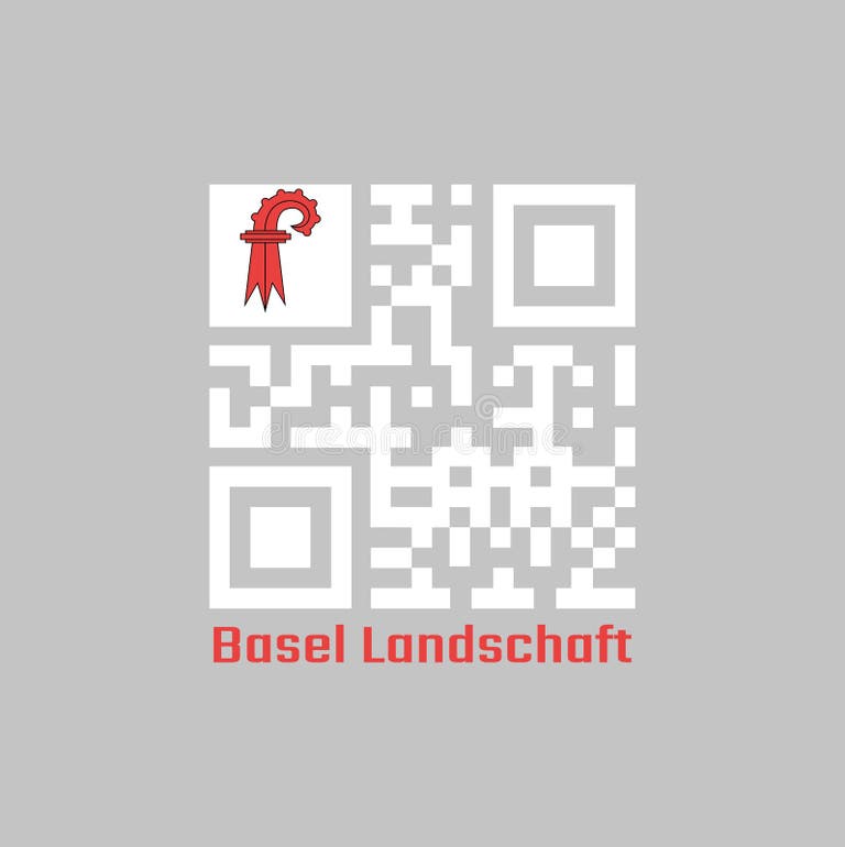 White QR Code and Basel-Landschaft Flag on Top Corner. the Canton of ...