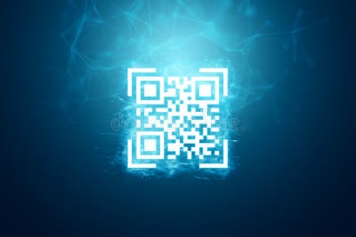 White QR Code on a Blue Background New Technologies. Electronic ...