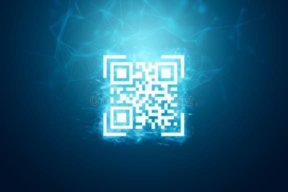 White QR Code on a Blue Background New Technologies. Electronic ...