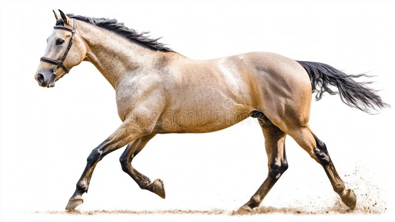 White Quarter Horse Galloping Fast Isolated: Professional Equestrian ...