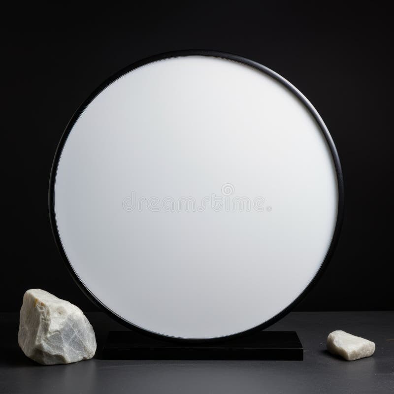 White Quartz Crystal Minimalistic Round Picture Frame. Stock ...