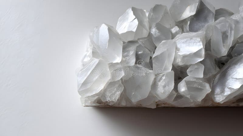 White Quartz Crystals Clustered Together, Refracting Light Against ...