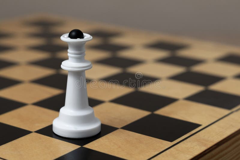 White Queen Chess Piece on a Checkered Chessboard. Logic Game Stock ...