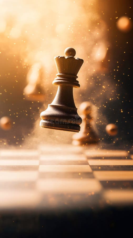 White Queen Falling on Chessboard in Dramatic Lighting Stock Image ...
