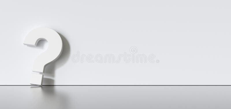 White Question Mark on White Background with Empty Space on Left Side ...