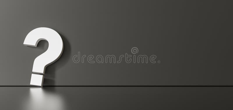 White Question Mark on Black Background with Empty Space on Left Side ...