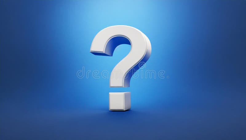 White Question Mark on Blue Background. 3D Rendering. FAQ and QA Stock ...