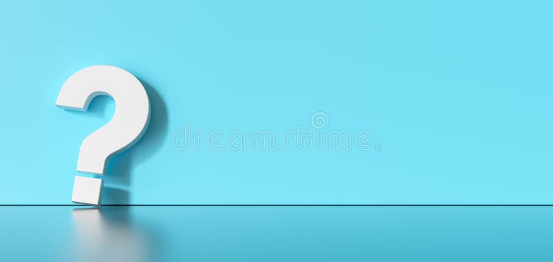 White Question Mark on Blue Background with Empty Space on Left Side ...