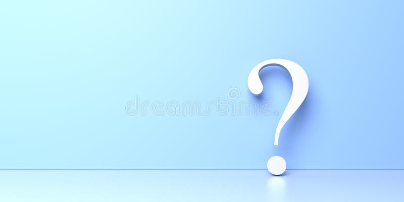 White Question Mark on Blue Background with Empty Space on Left Side ...