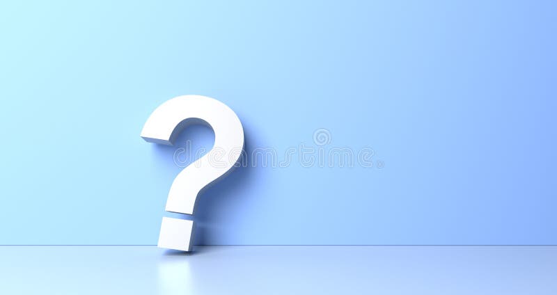 White Question Mark on Blue Background with Empty Space on Right Side ...